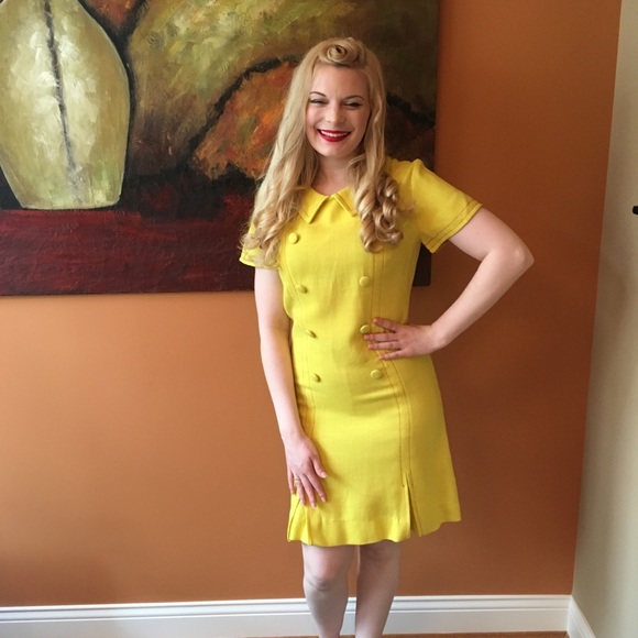 Dresses | Vintage Mod Yellow Linen Dress | Poshmark